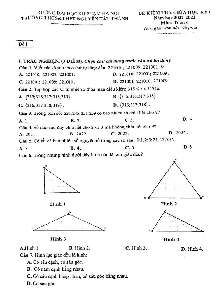 de-giua-hoc-ky-1-toan-6-nam-2022-2023-truong-nguyen-tat-thanh-2024 | PDF
