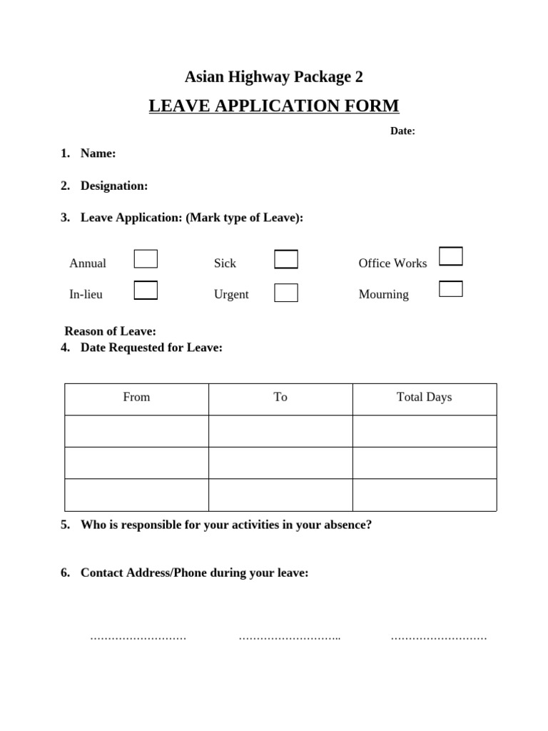 Leave Form | PDF
