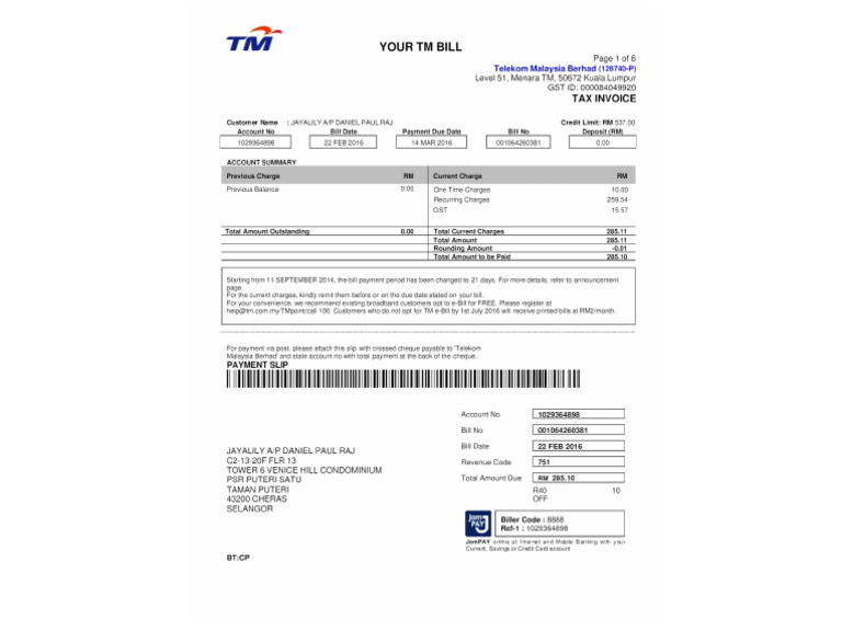 Telekom Utility Bill Malaysia | PDF