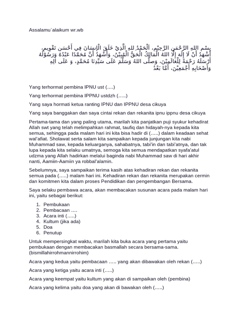 Teks Mc Ipnu Ippnu | PDF Teks Mc Ipnu Ippnu | PDF