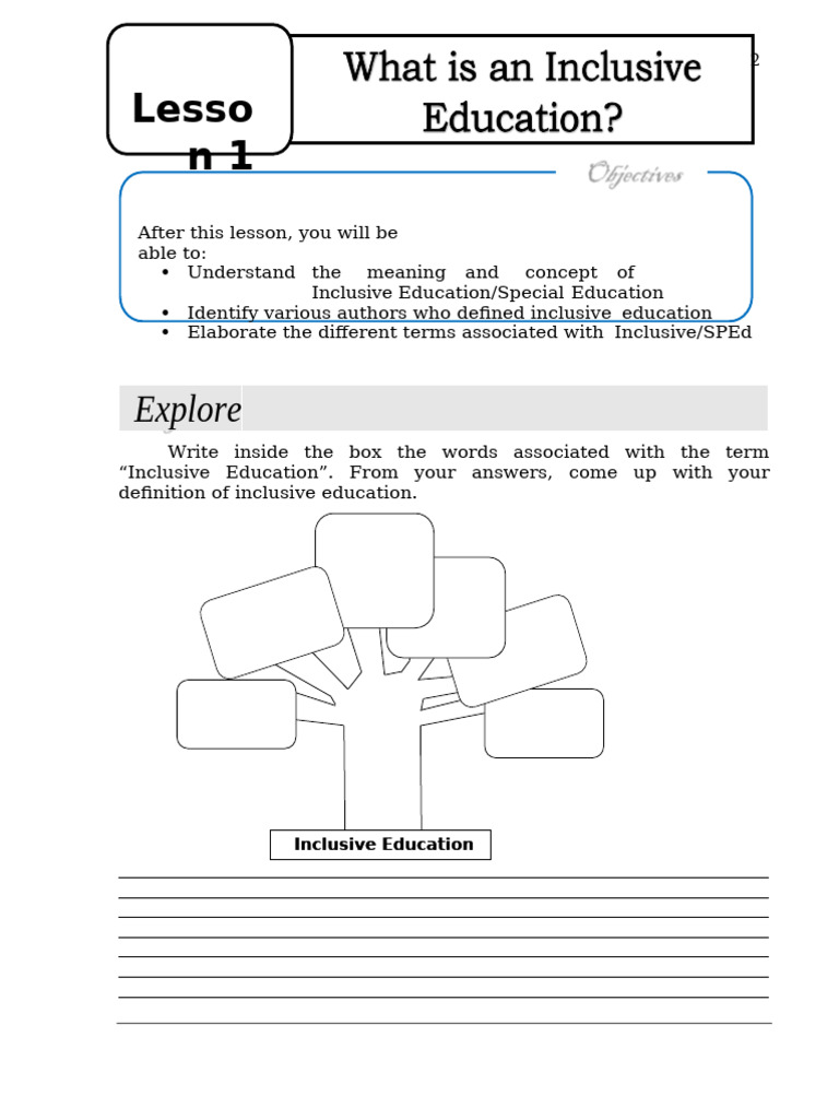 Inclusive Education Lesson Per Lesson | PDF | Inclusion (Education ...