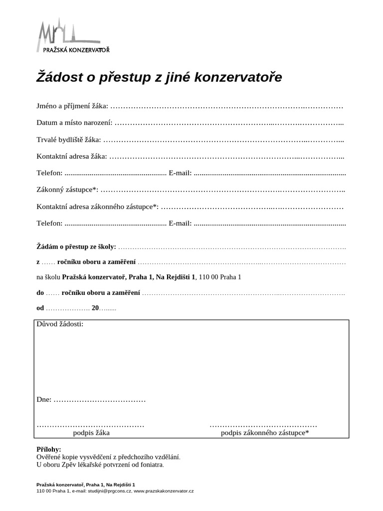 Zadost o Prestup | PDF