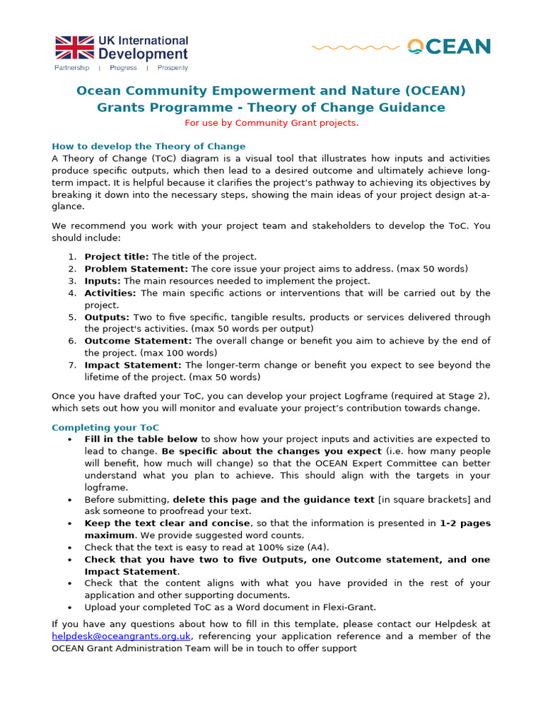 OCEAN R2 CG Theory of Change Template Dec24 | PDF