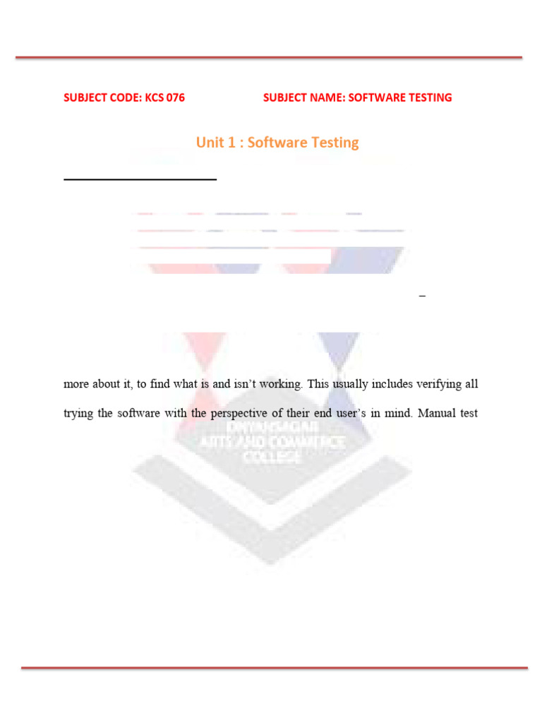 Understanding Software Testing Basics | PDF | Software Testing | Unit ...