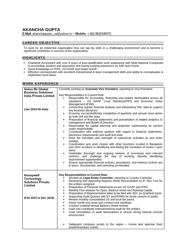 Naukri AKANCHAGUPTA (9y 0m) | PDF | Accounting | Financial Statement