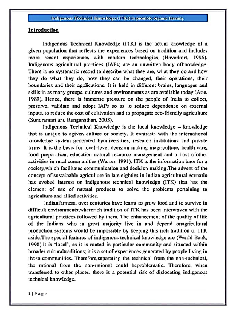 Indigenous Technical Knowledge | PDF