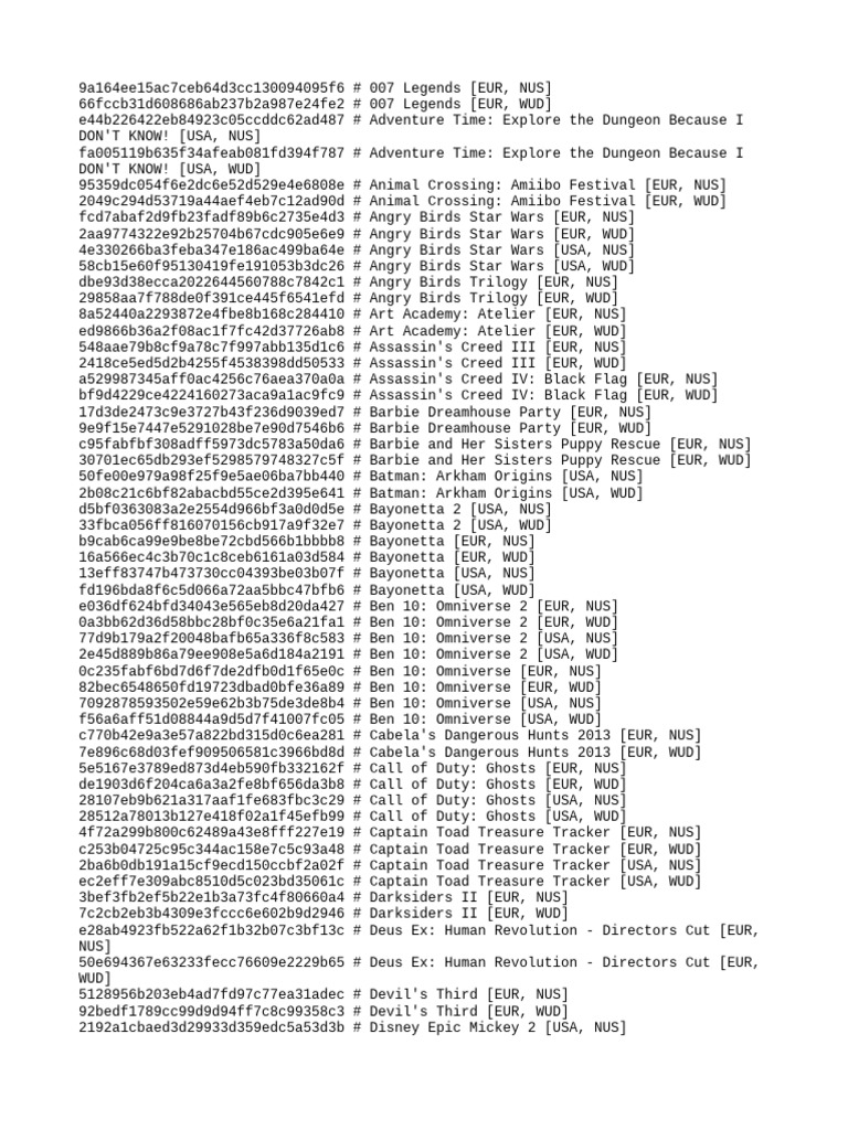 Keys for cemu | PDF | Nintendo | Video Games