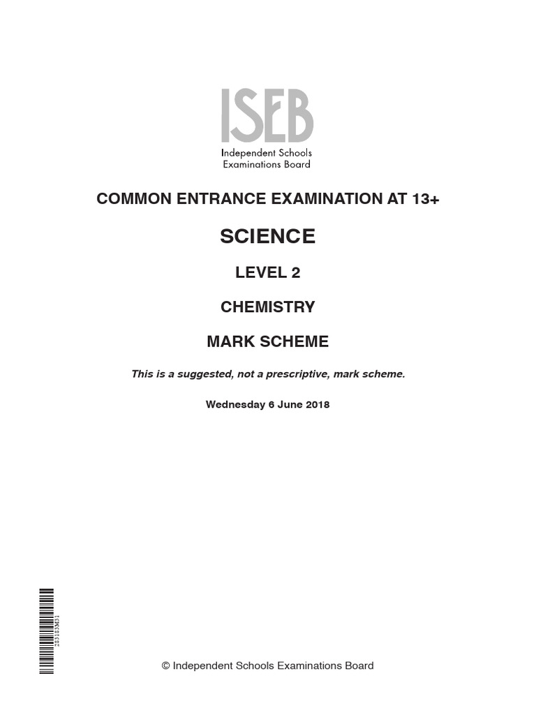 13+ Science Exam Chemistry Mark Scheme | PDF | Filtration | Oxide