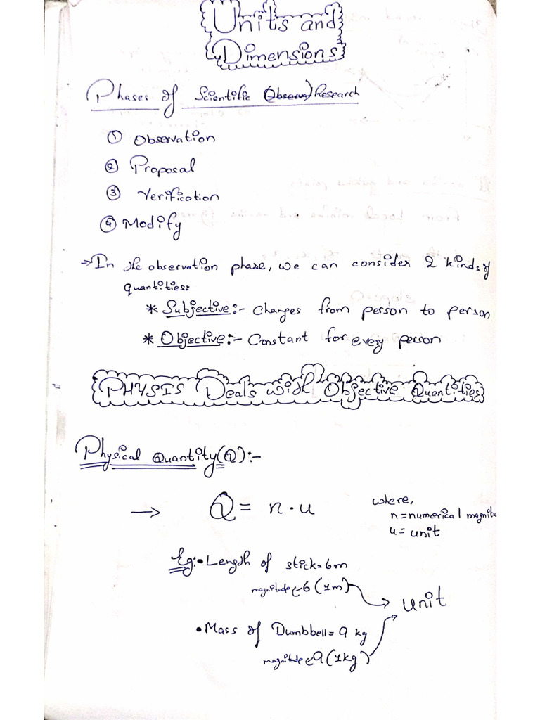 Units and Measurements Classwork | PDF