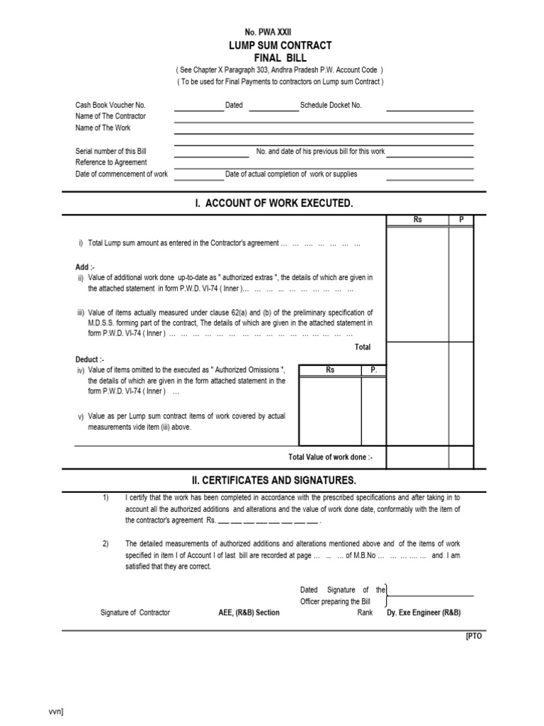 Final Bill for Lump Sum Contract | PDF | Payments | Money