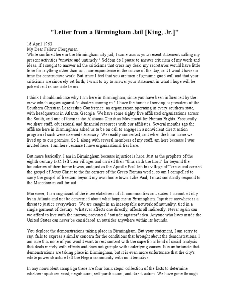 Letter From A Birmingham Jail | PDF