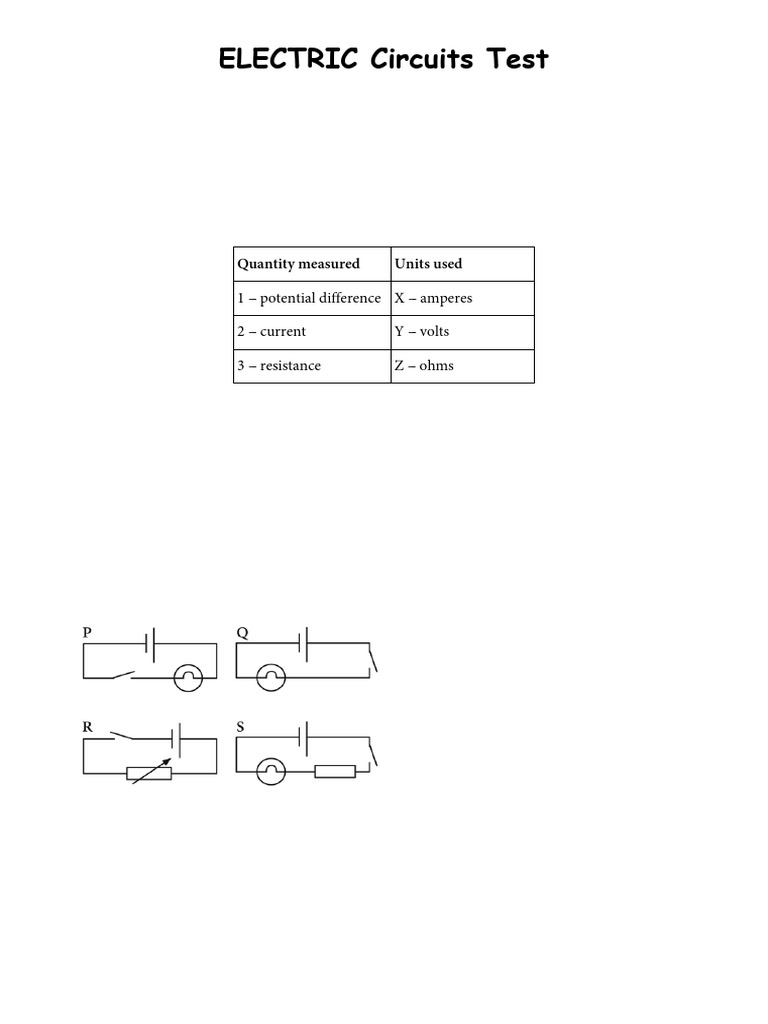 Electric Circuits Test 1 2017 | PDF | Electrical Resistance And ...