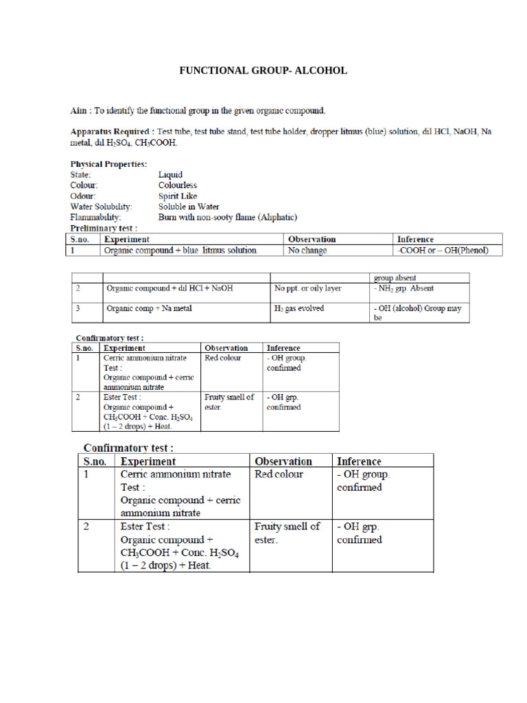 Functional Group- Alcohol | PDF