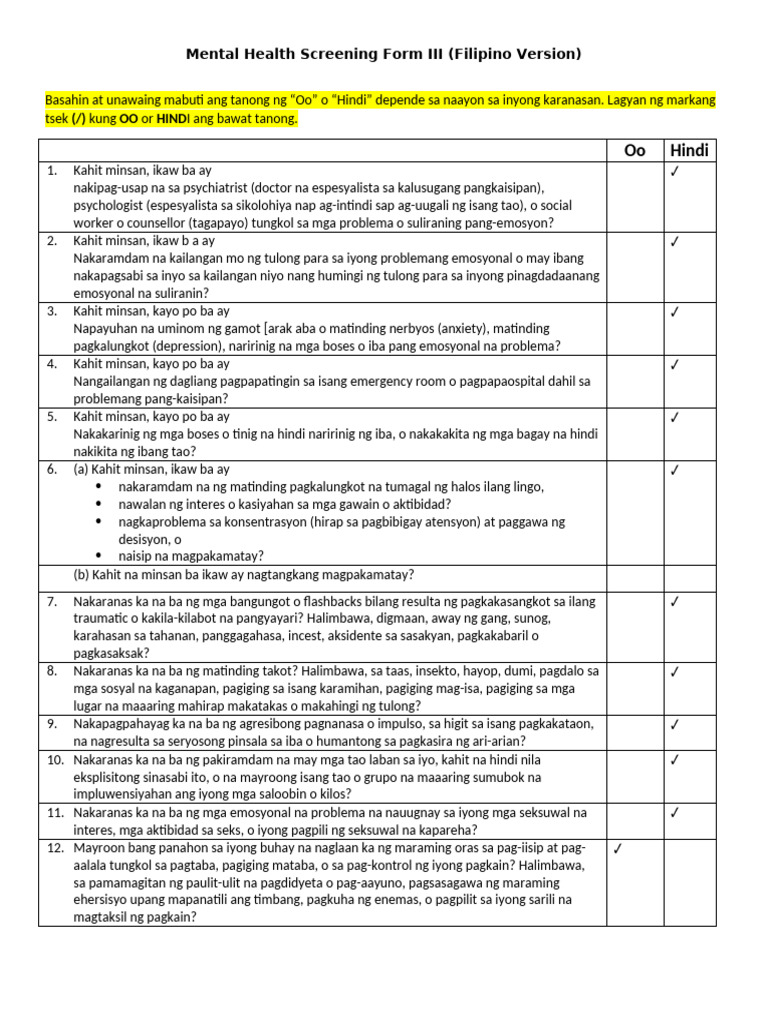 Delfinado MHS Form III Filipino Version | PDF