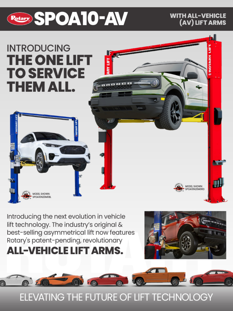 Rotary SPOA10AV Two Post Lift | PDF | Truck | Vehicles