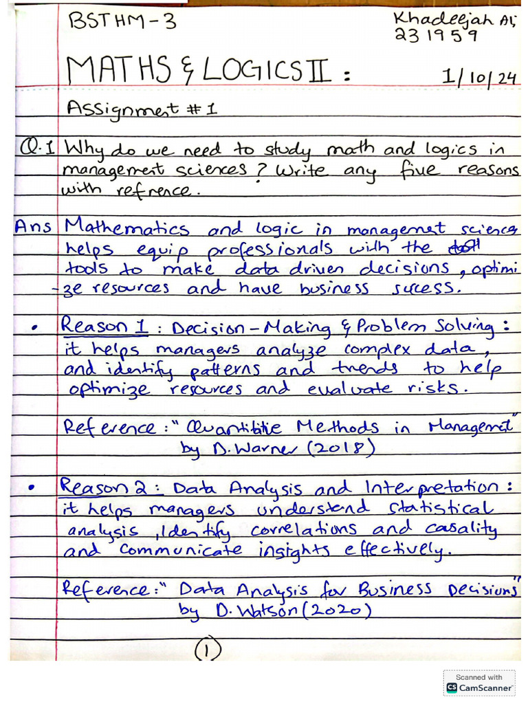 Maths Assignment 1 | PDF