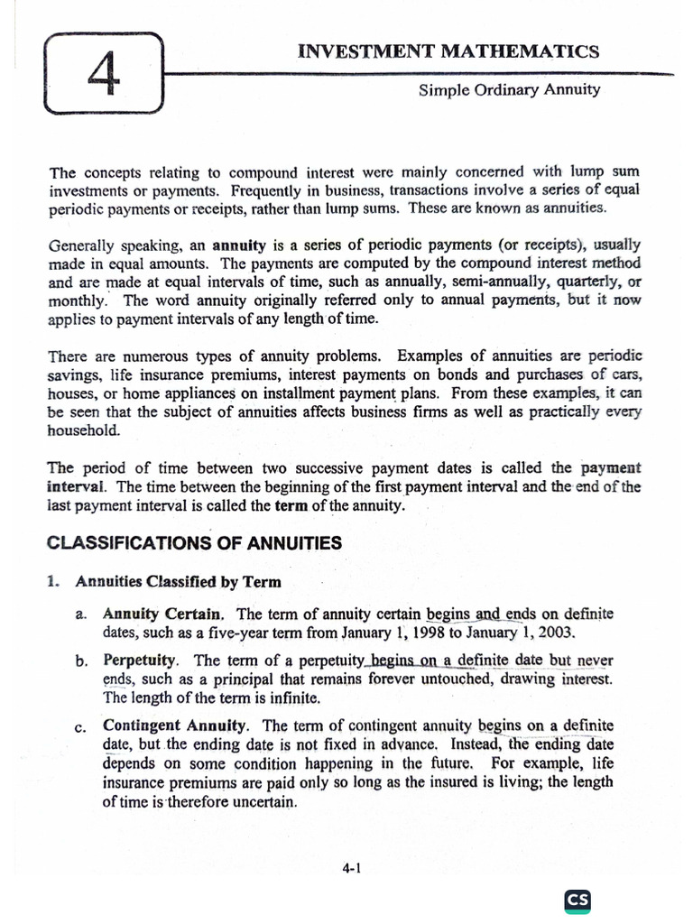 Ordinary Annuity | PDF