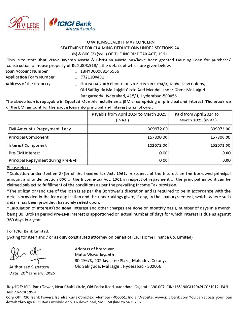 Home Loan Statement | PDF | Loans | Interest