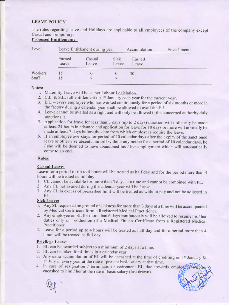 Leave Policy | PDF