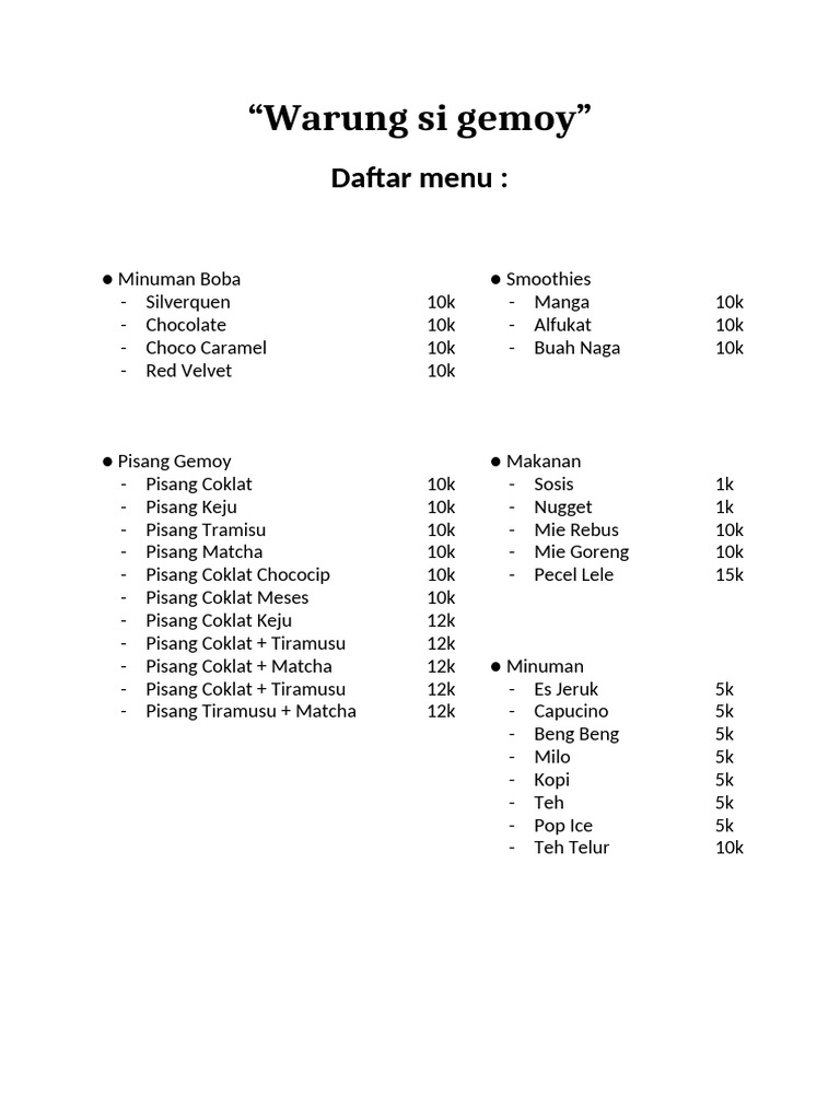 Warung Si Gemoy | PDF