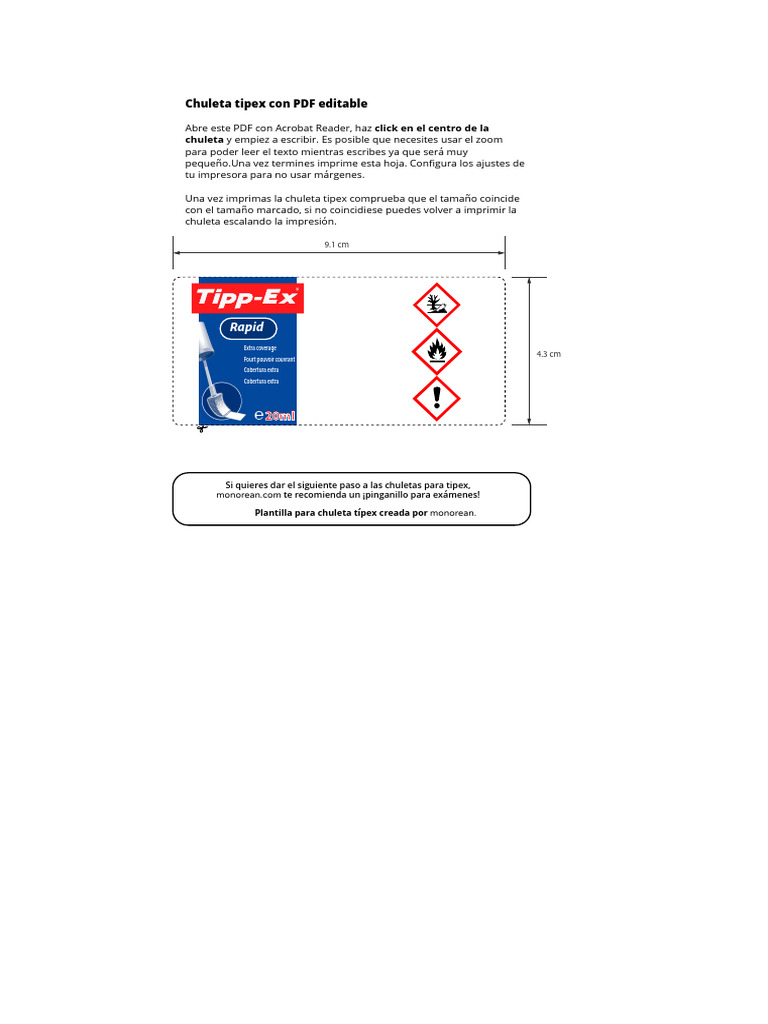 Plantilla Chuleta Tipex Editable PDF | PDF