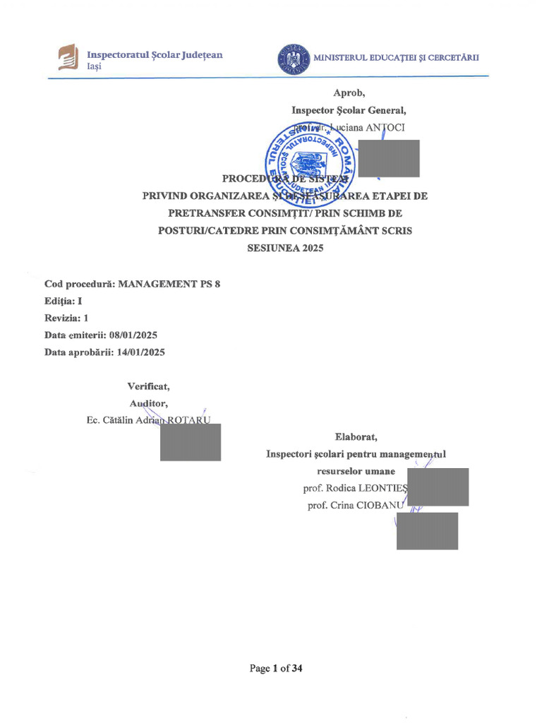 Procedura de Sistem Pretransfer - S | PDF