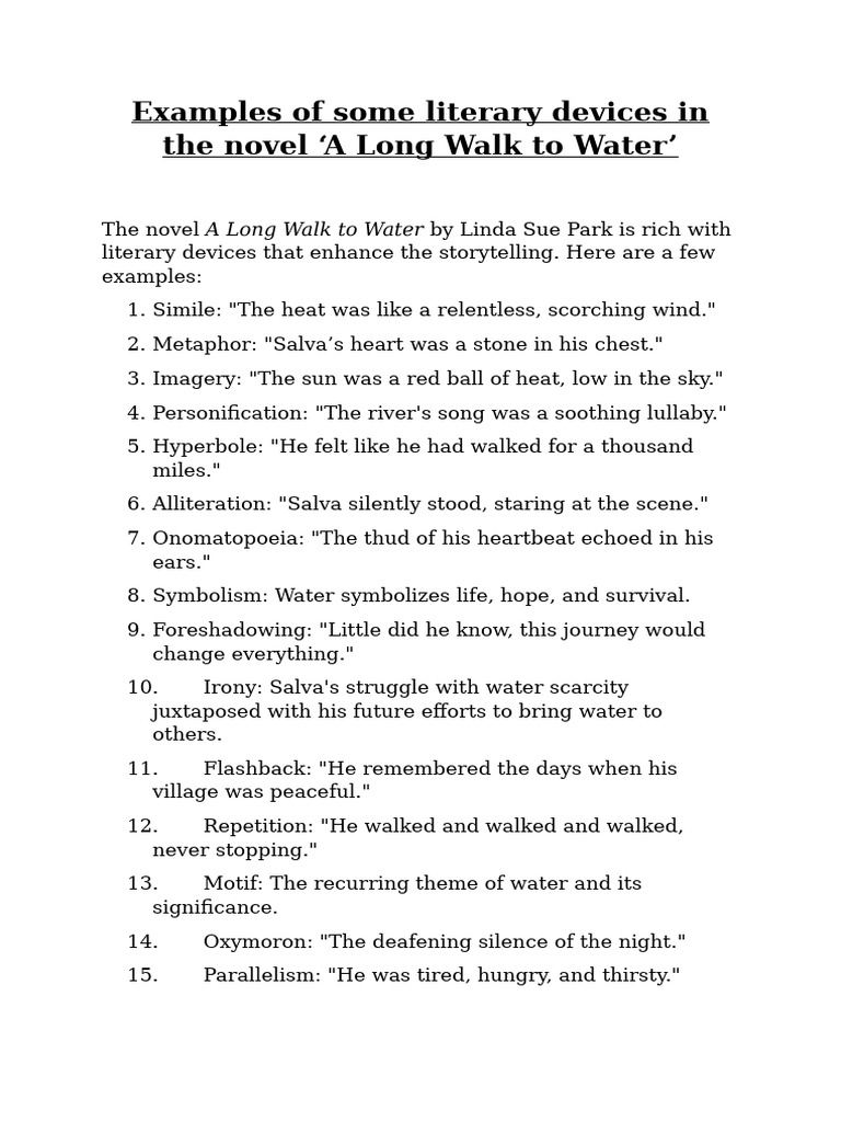 Examples of Some Literary Devices in The Novel | PDF