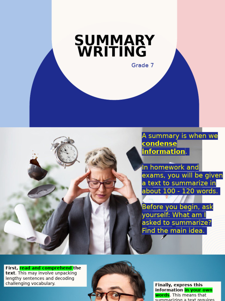 Summary Writing - Grade 7 | PDF | Mental Health | Reading Comprehension