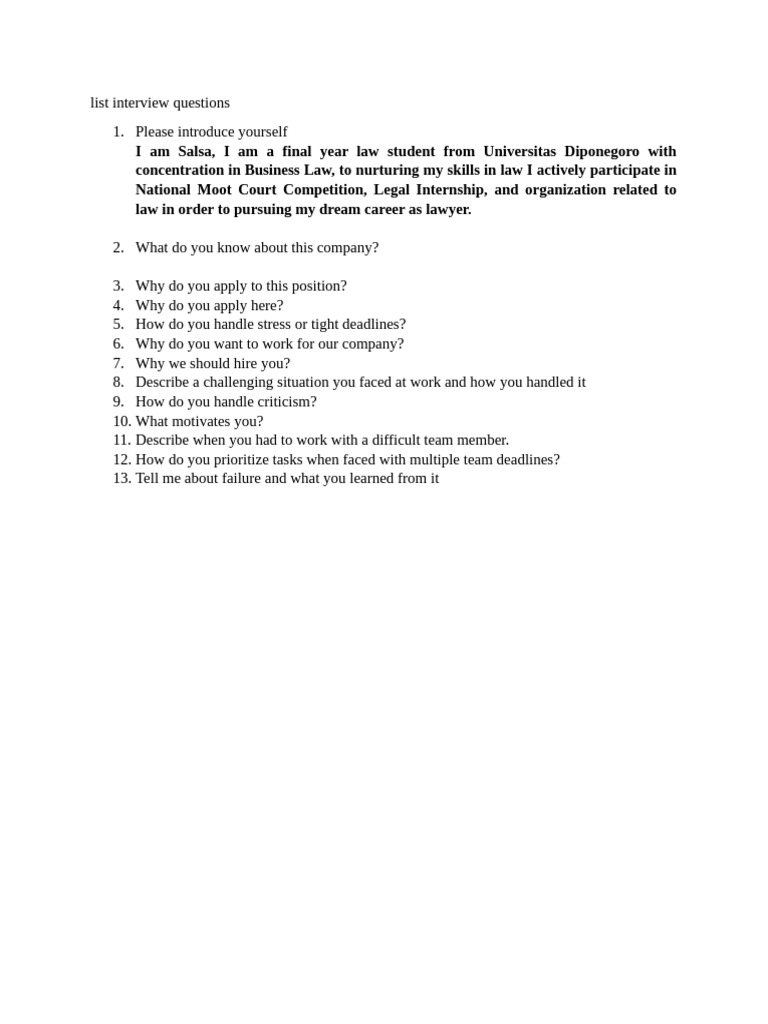 List Interview Questions | PDF