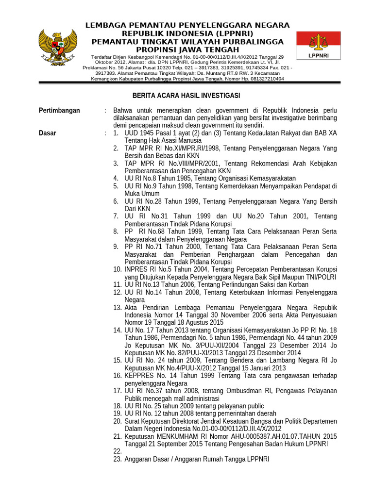 Format Berita Acara | PDF