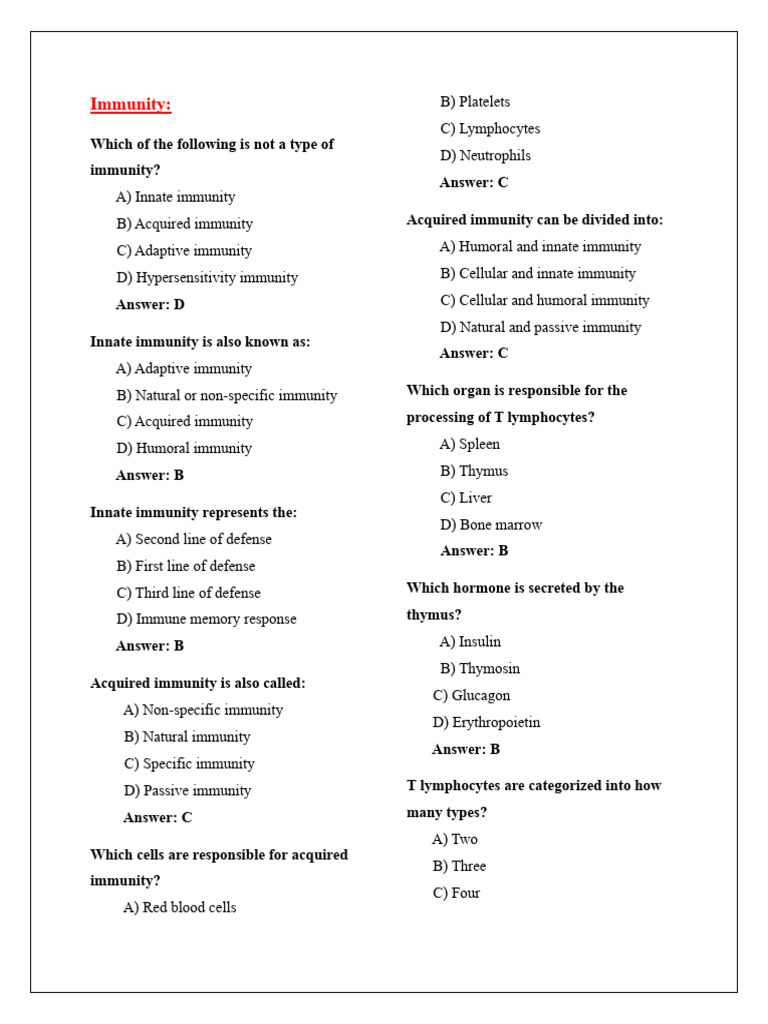 Immunity MCQS, 2nd Semester Physiology-II-3-18 | PDF | Antibody | Immune System