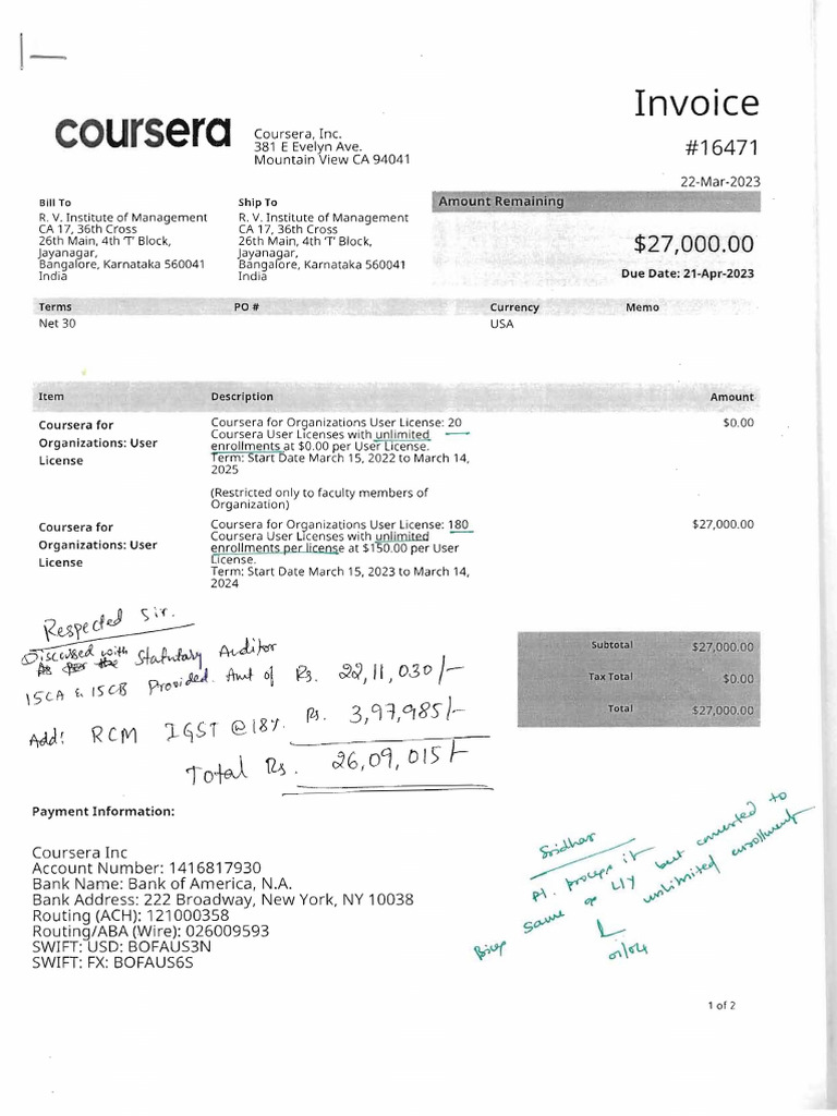 2.3.2 Coursera Subscription Invoice | PDF | Capital Gains Tax | Income Tax