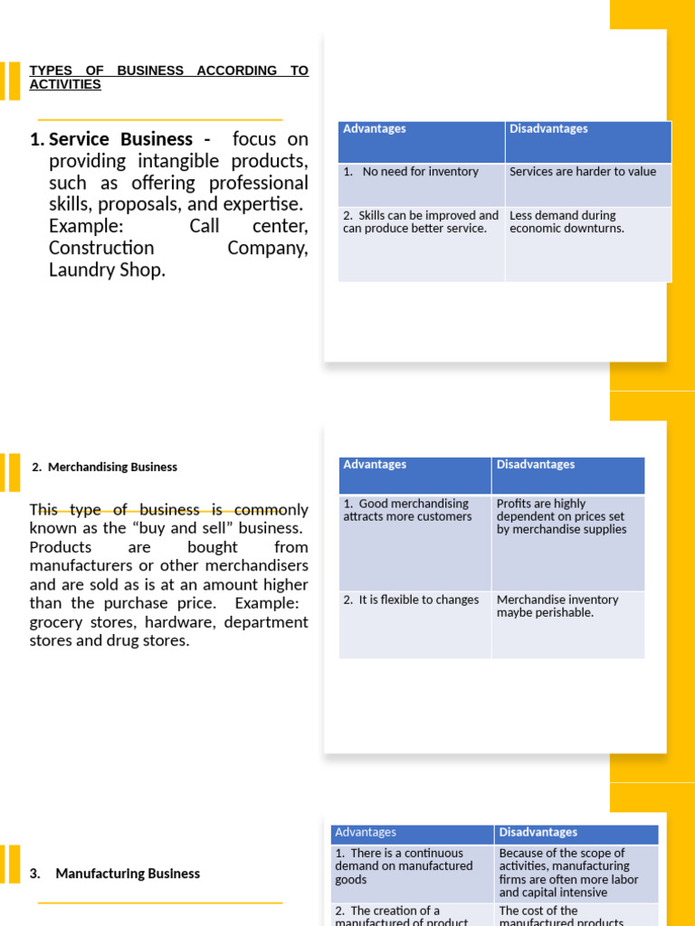 Types of Business Activities | PDF | Product (Business) | Business