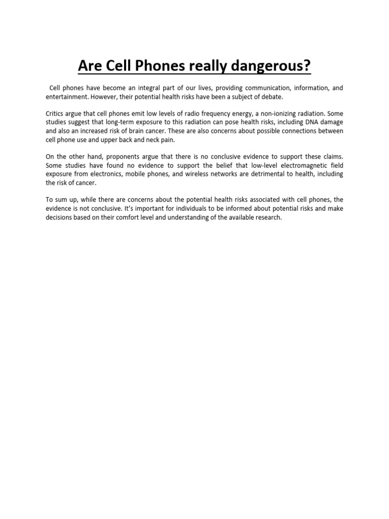 Are Cell Phones Really Dangerous | PDF