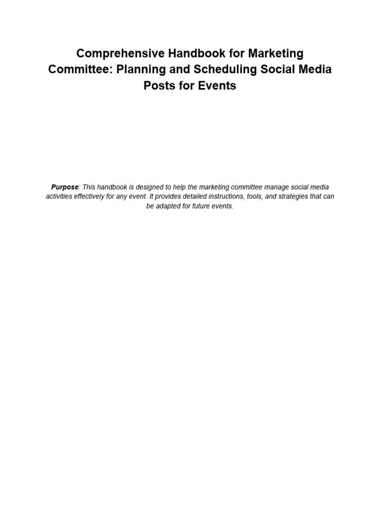 Comprehensive Handbook For Marketing Committee - Planning and ...