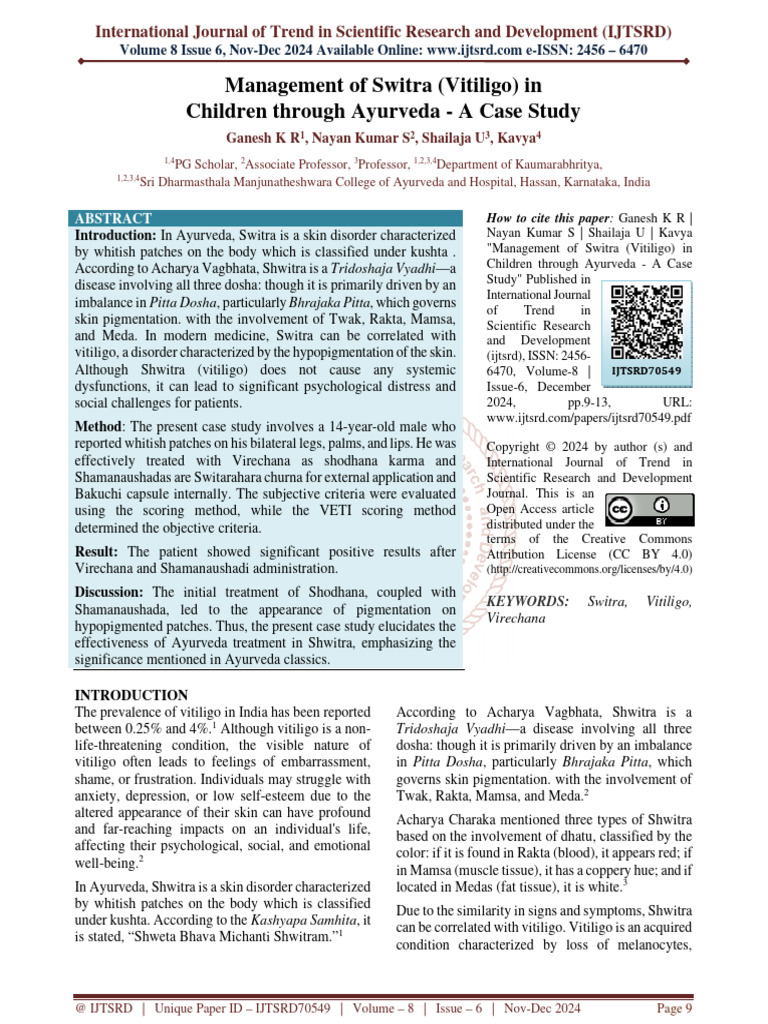 Ayurveda Treatment for Vitiligo in Children | PDF | Medical Specialties ...