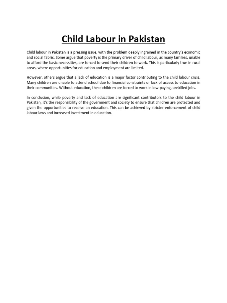Child Labour in Pakistan | PDF