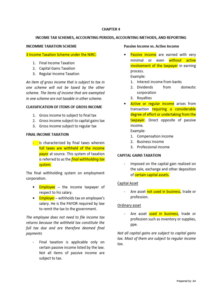Chapter 4 - Income Tax Scheme | PDF | Income Tax | Gross Income