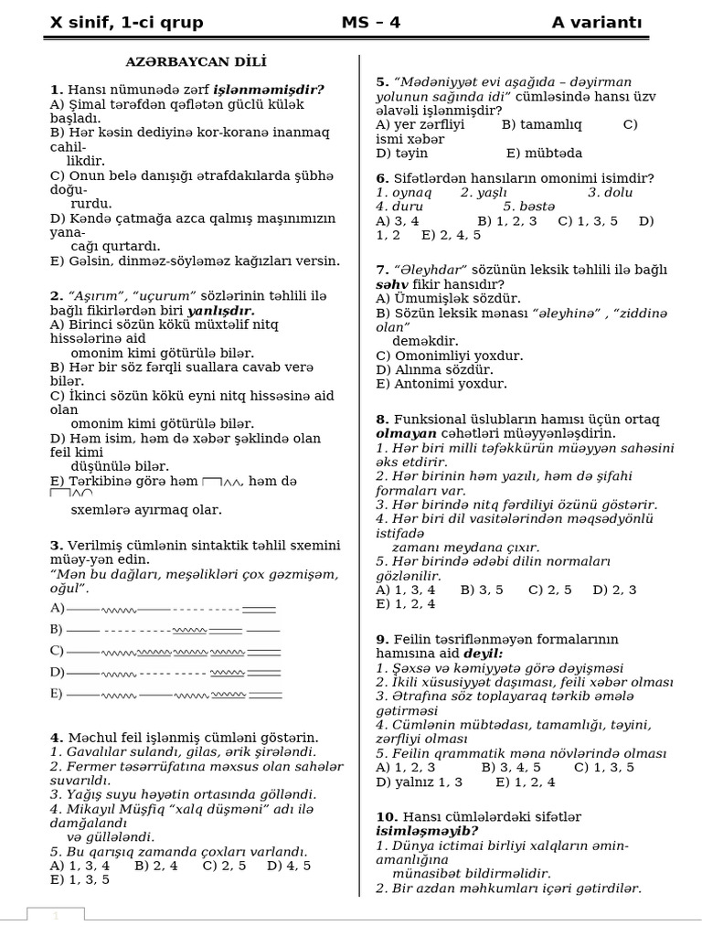 10 sinif 1 qrup | PDF