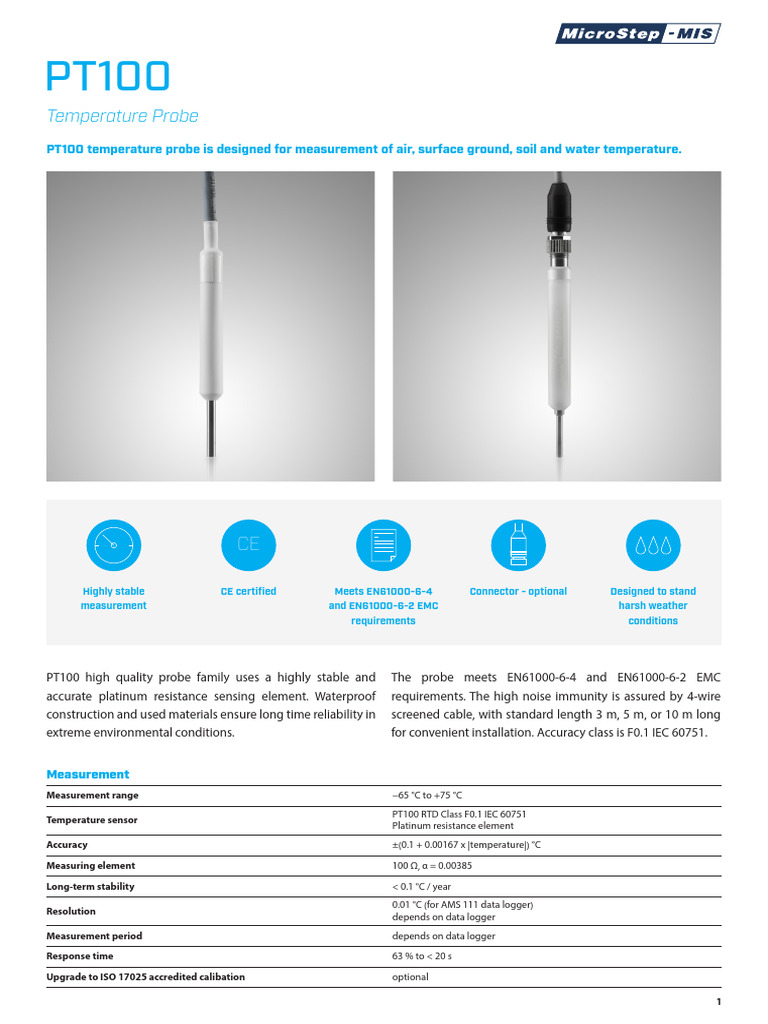 6 - PT100 - Product - Sheet - 1 | PDF | Measuring Instrument | Applied ...