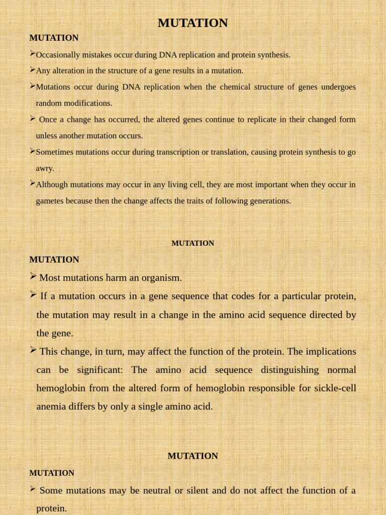Mutation - Lecture 3-1 | PDF | Mutation | Point Mutation