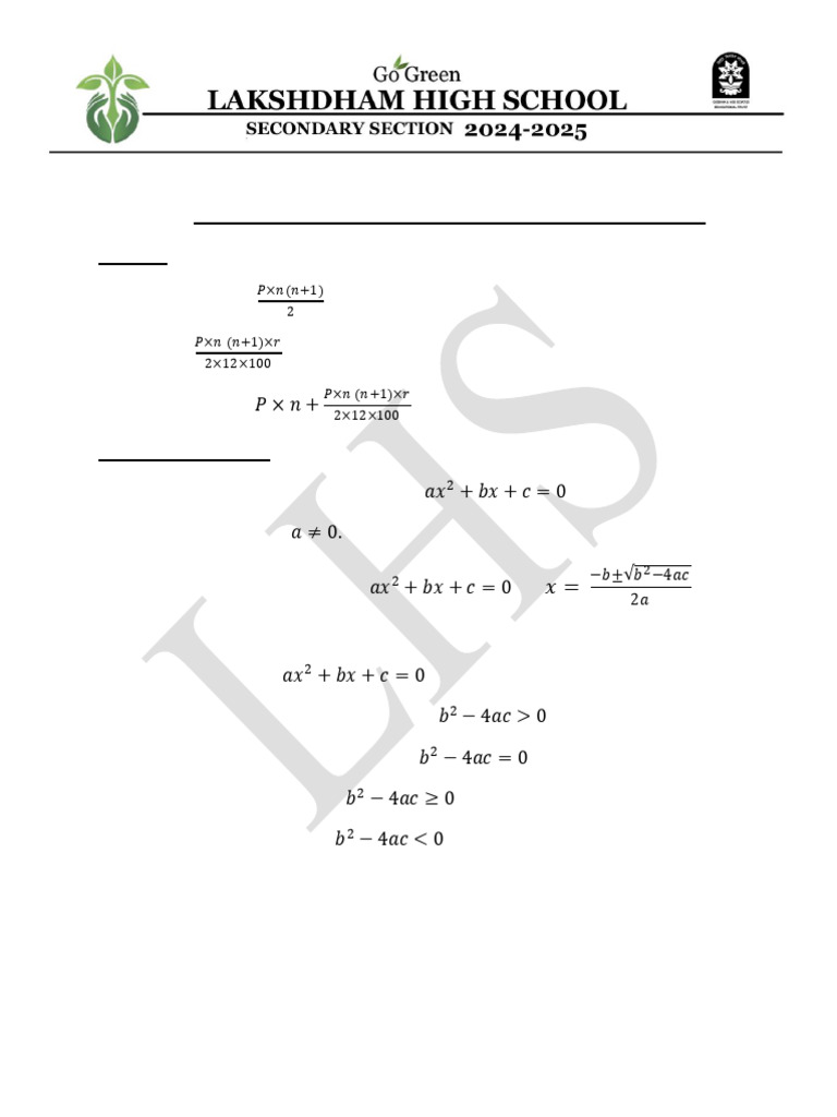 Banking Formulas & Quadratic Equations | PDF