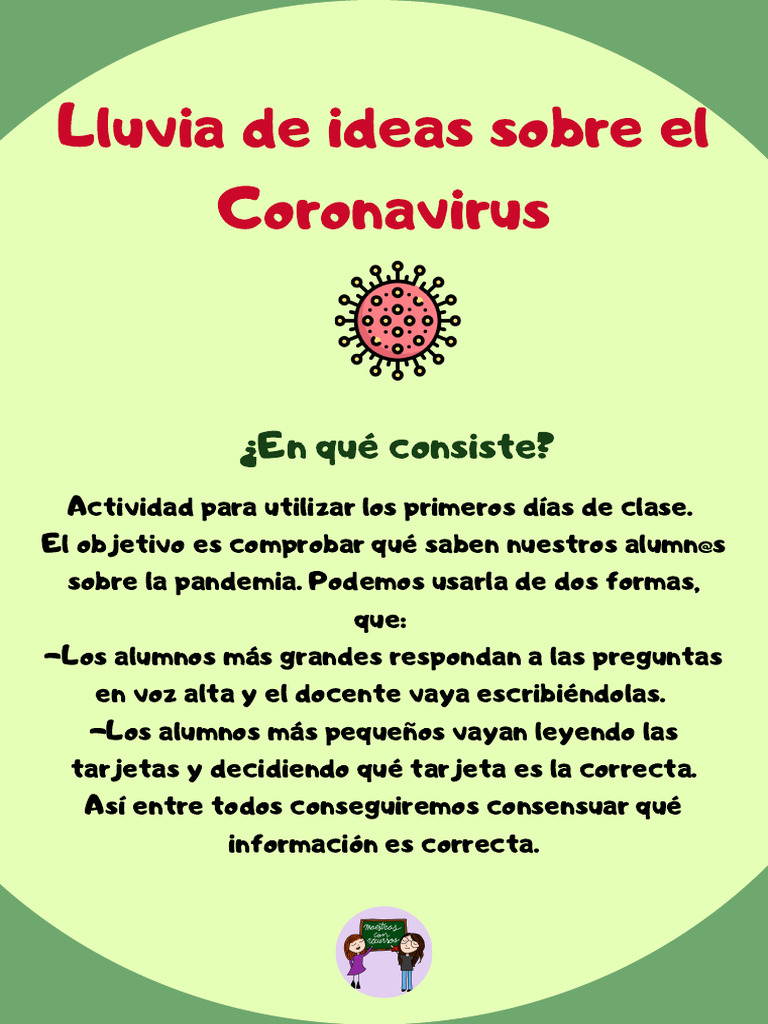 Actividad sobre el Coronavirus en Clase | PDF
