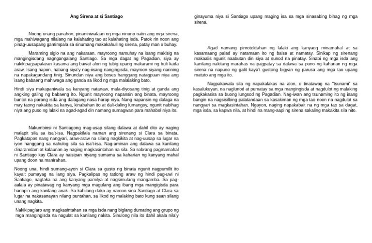 Ang Sirena at Si Santiago | PDF