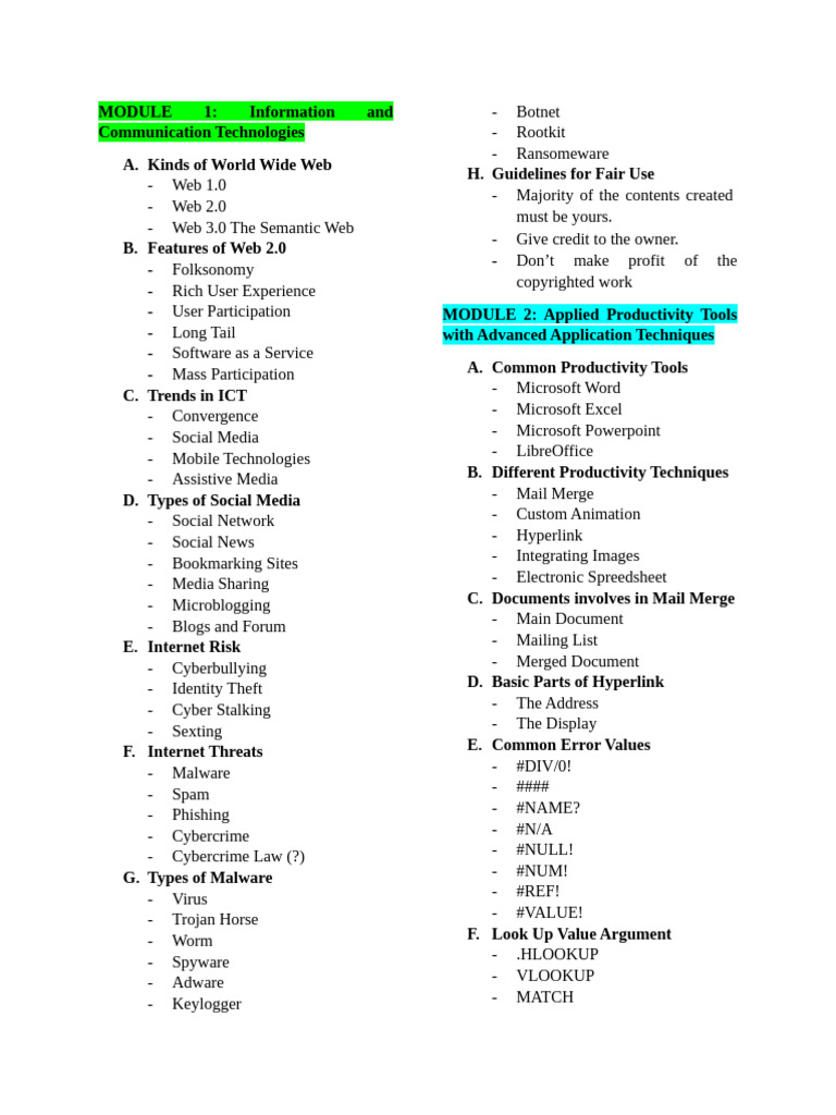 ETECH - Enumeration Summary (M1-M7) | PDF | World Wide Web | Internet & Web
