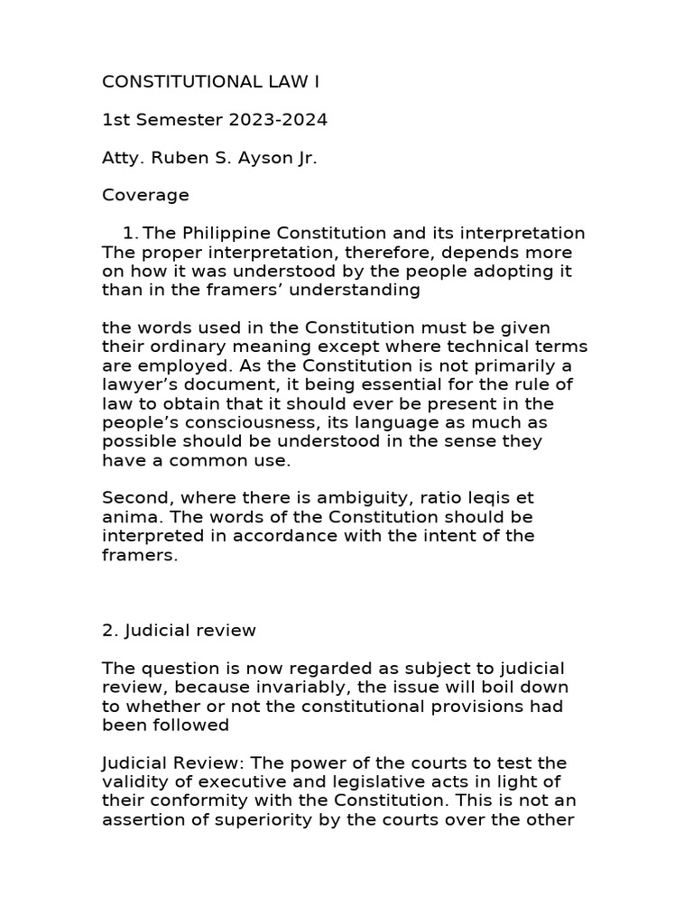 Consti Law 1 - Syllabus, MLQU | PDF | Impeachment | Constitution