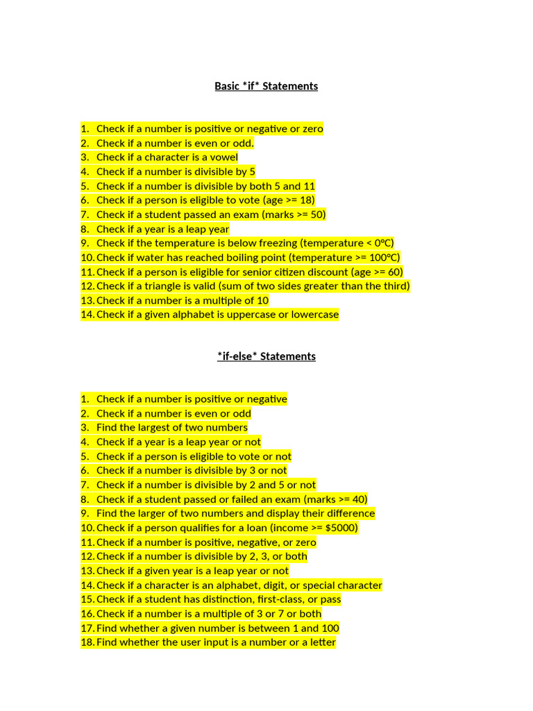 Basic If Statements | PDF