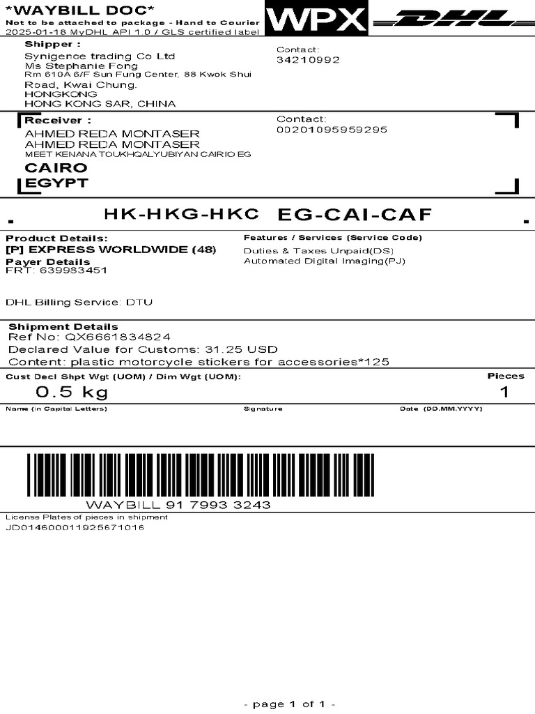 Waybill 1 | PDF