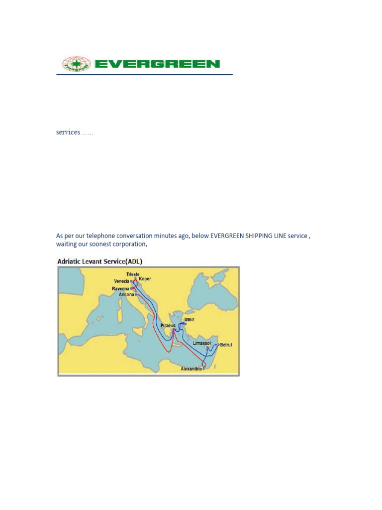 Evergreen Line Service | PDF | Water Transport | Freight Transport