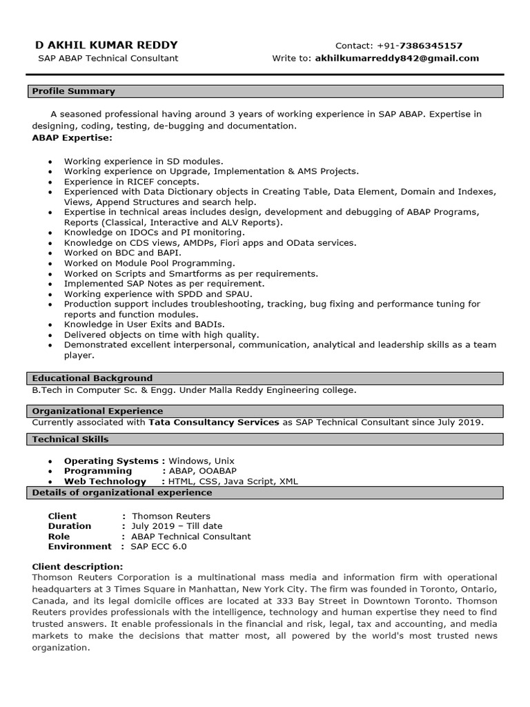 Akhil Kumar Reddy-Profile | PDF | Software Engineering | Computer ...